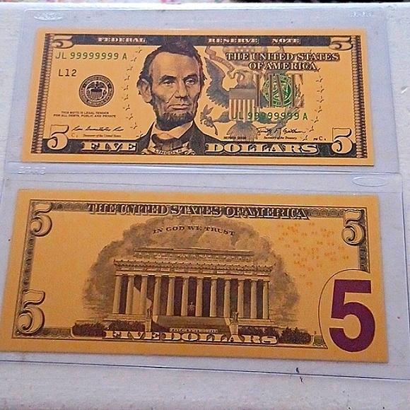 Accessories | 24k Gold Foil 5 Dollar Bill Collectible Novelty ...